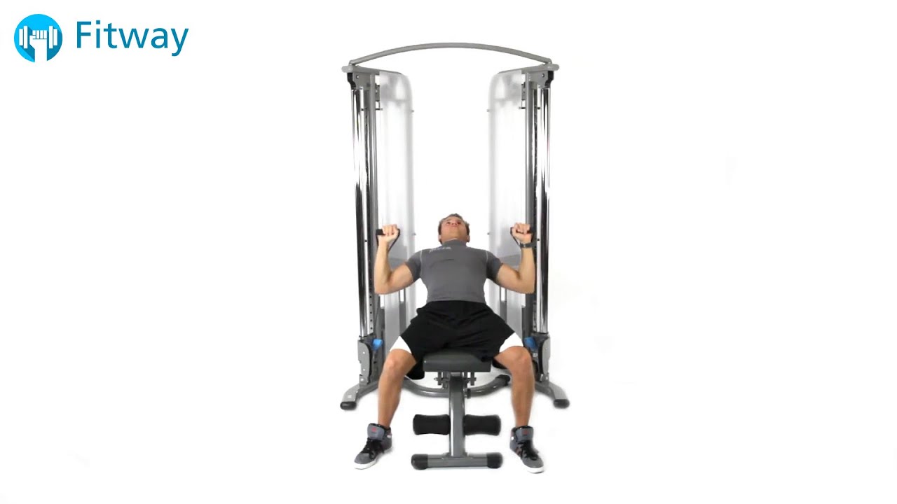 How To Do: Cable Bench Press - Incline Overhand Grip Individual Handles ...