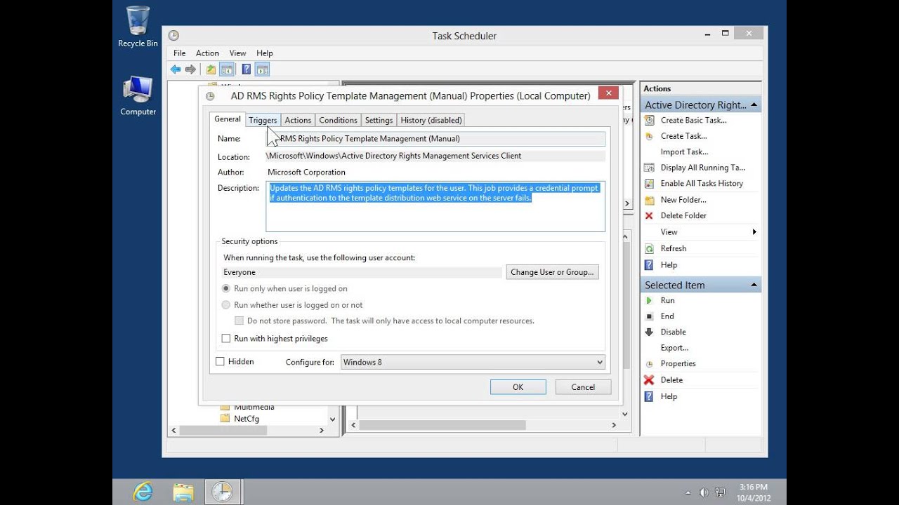 Windows 8.0 Professional - View Task Triggers in Task Scheduler - YouTube
