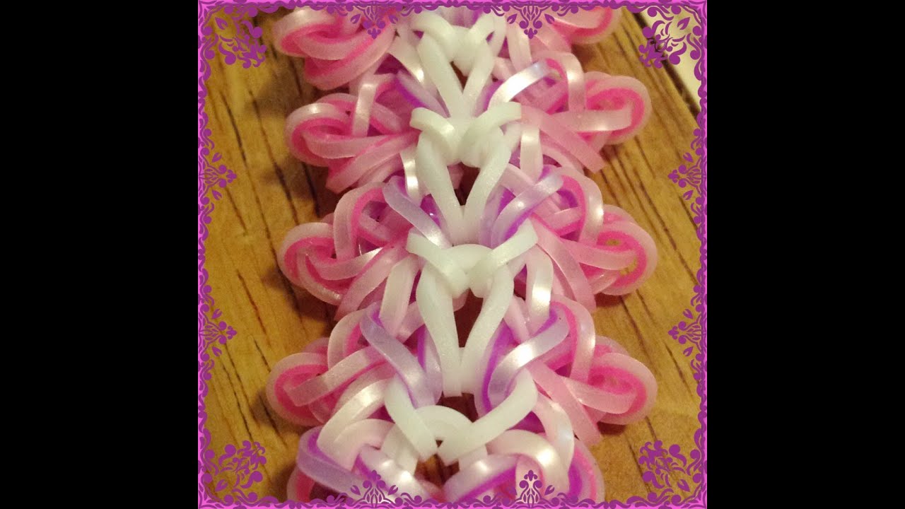 Emily bracelet tutorial (hook only advanced) rainbow loom bands - YouTube