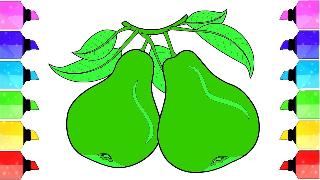 How to draw a cute Pear | Step by step art for kids - Directed drawing ...