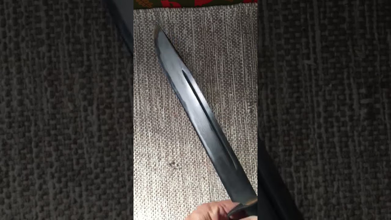 【NO.54】Ken Nata "昌之作" in 土佐. 両刃 九寸剣鉈 積層鋼 日本刀拵え. - YouTube