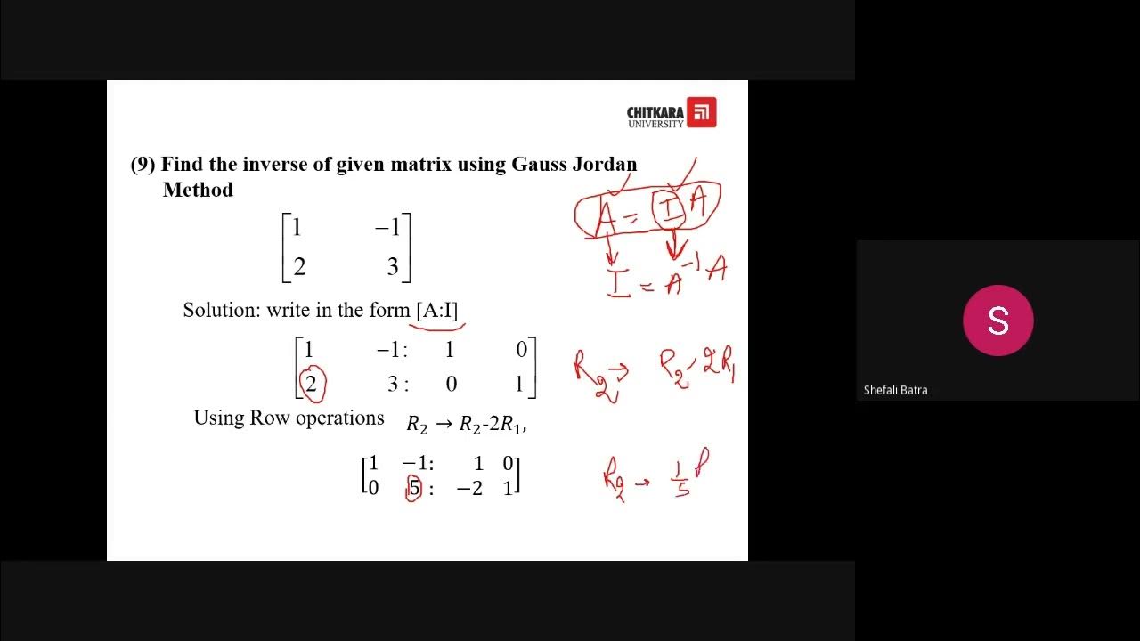 Matrices Rank of a Matrix and Inverse of a Matrix - YouTube