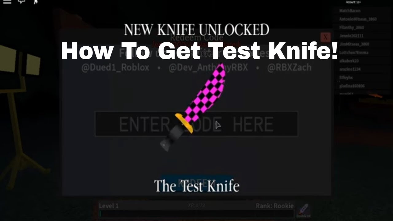 How To Get Test Knife |Survive the Killer!| Roblox |Knife Code Is Test ...