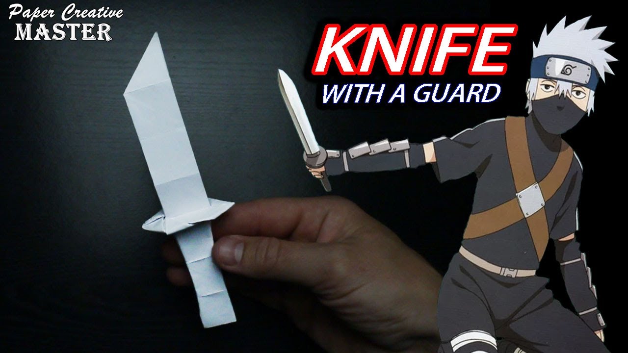How to make a knife with a guard, from paper. Origami Knife - YouTube