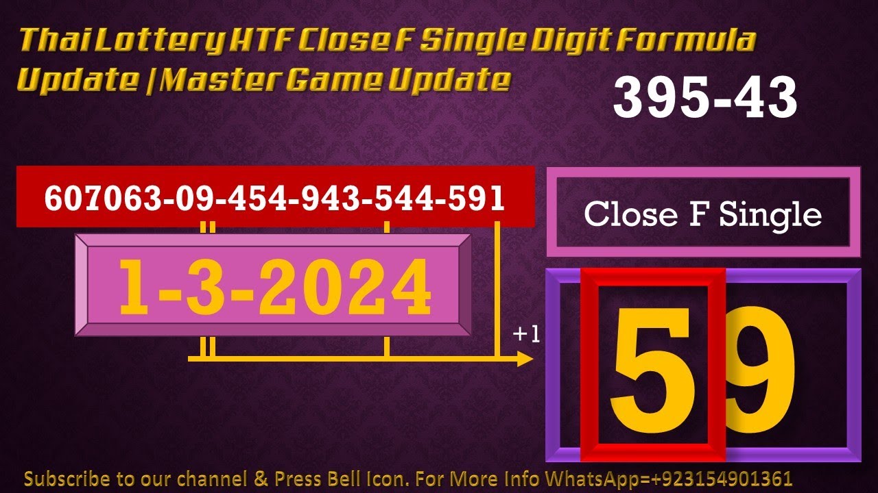 Thai Lottery HTF Close F Single Digit Formula Update | Master Game ...
