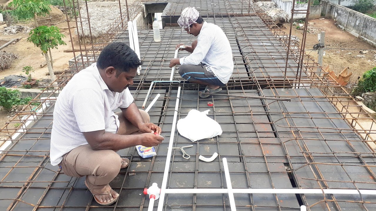 Electric pipe fltting in slab in details work -mani house - YouTube