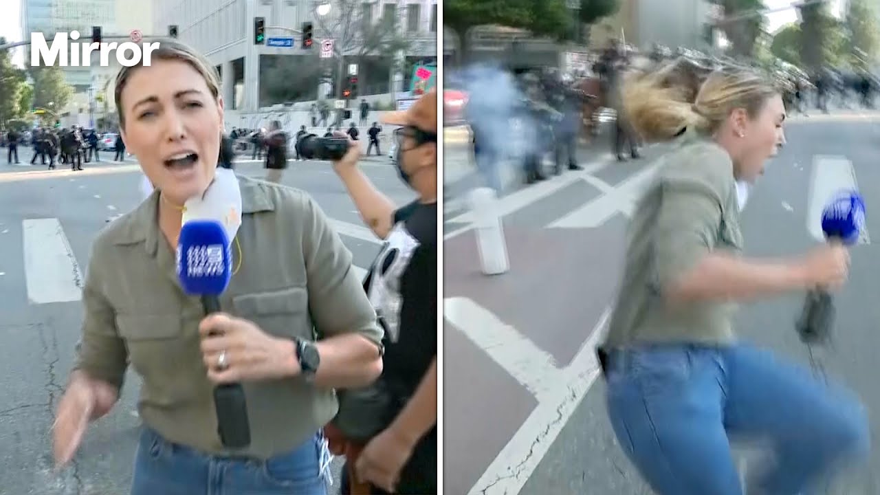 LA riot cops shoot reporter during live TV broadcast - YouTube