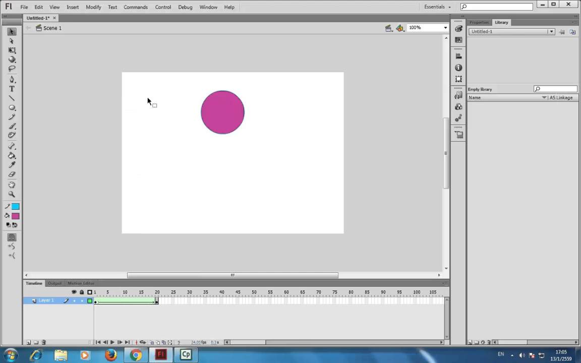 สาธิตการทำภาพเคลื่อนไหวเบื้องต้น จากโปรแกรม Adobe Flash Professional ...