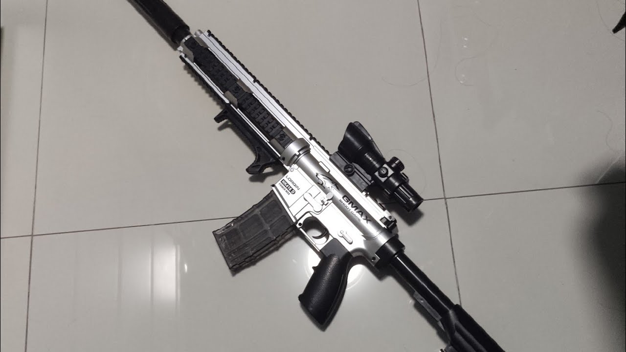 Grey Silver AR HK416D M16 M4A1 rifle model gun manual cocking Nerf foam ...