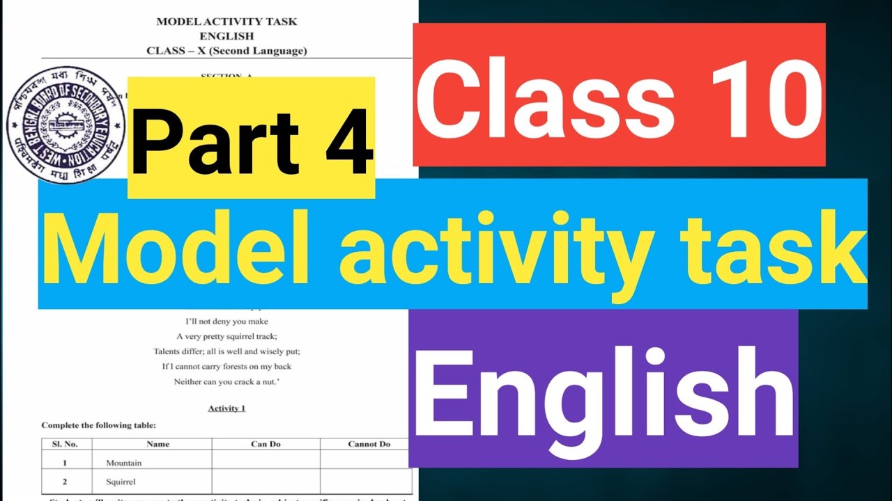 Model activity task class 10 english part 4 | Model activity task class ...
