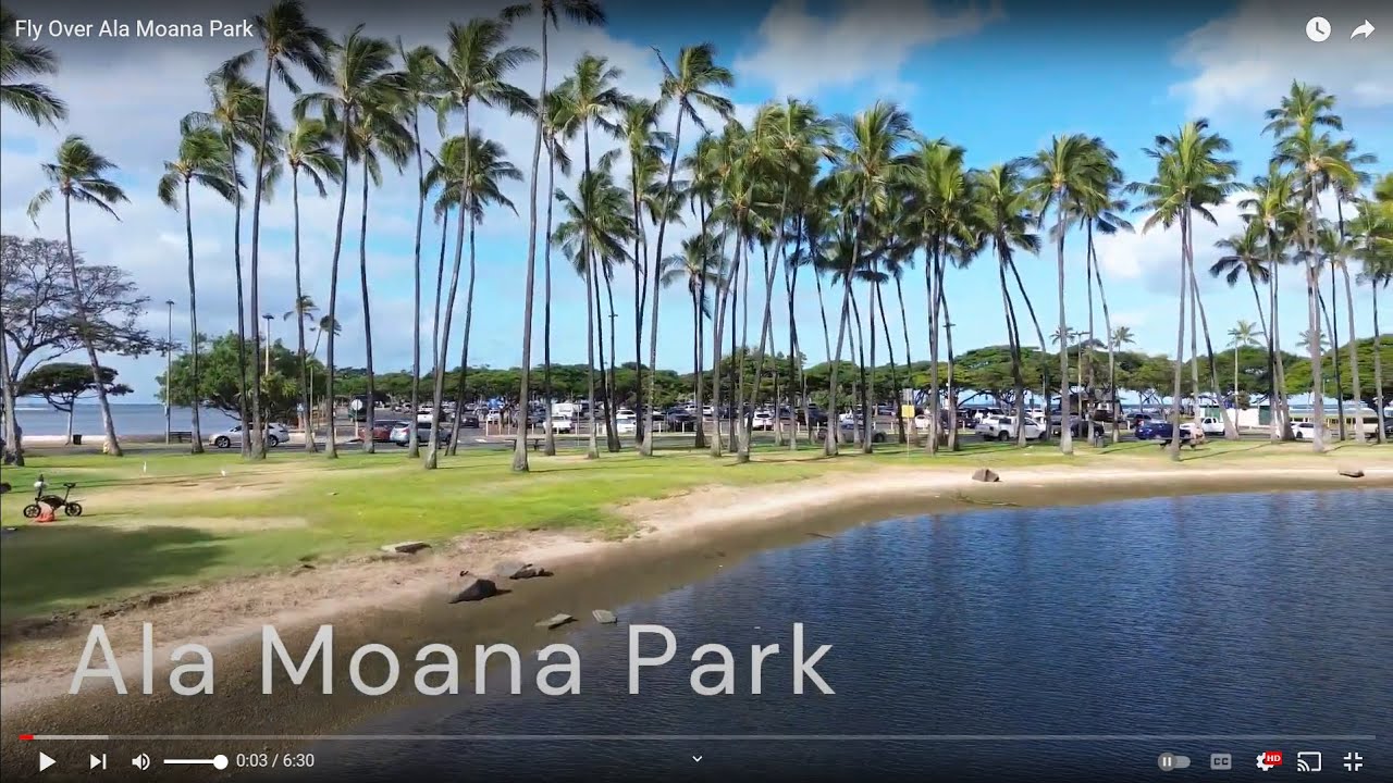 Fly Over Ala Moana Park - YouTube