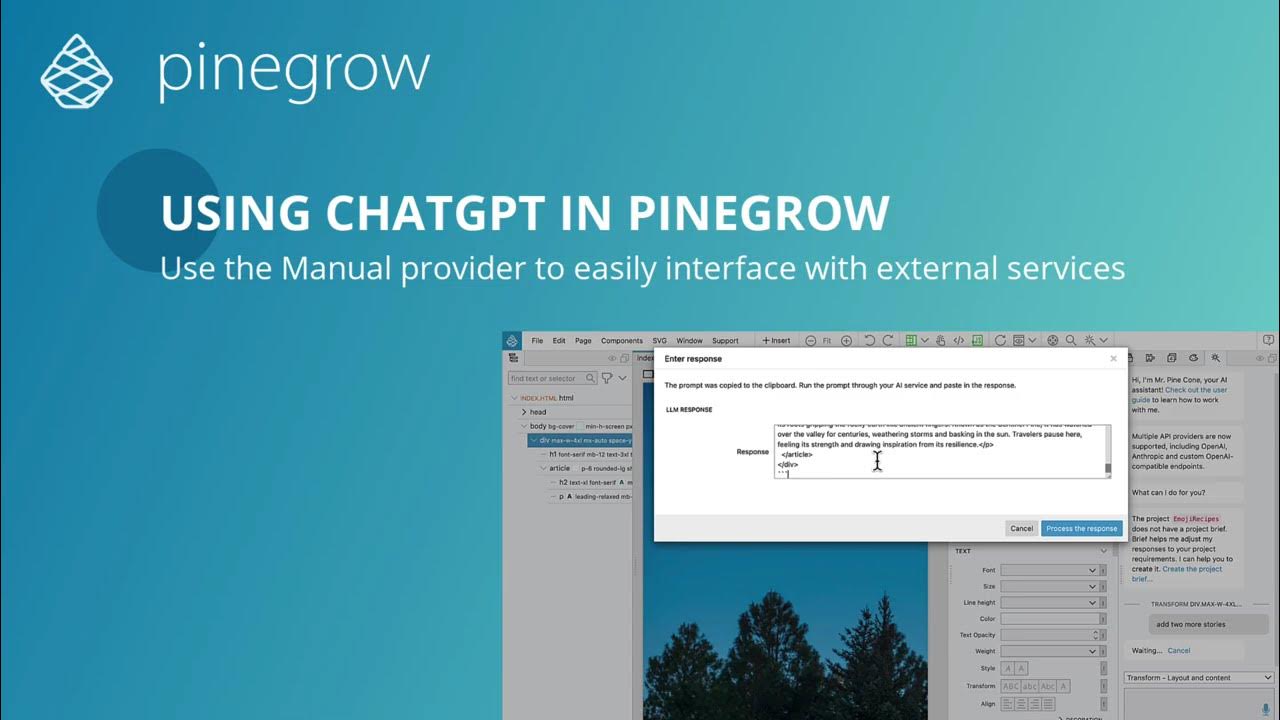 Using ChatGPT (and similar) with Pinegrow's AI Assistant - YouTube
