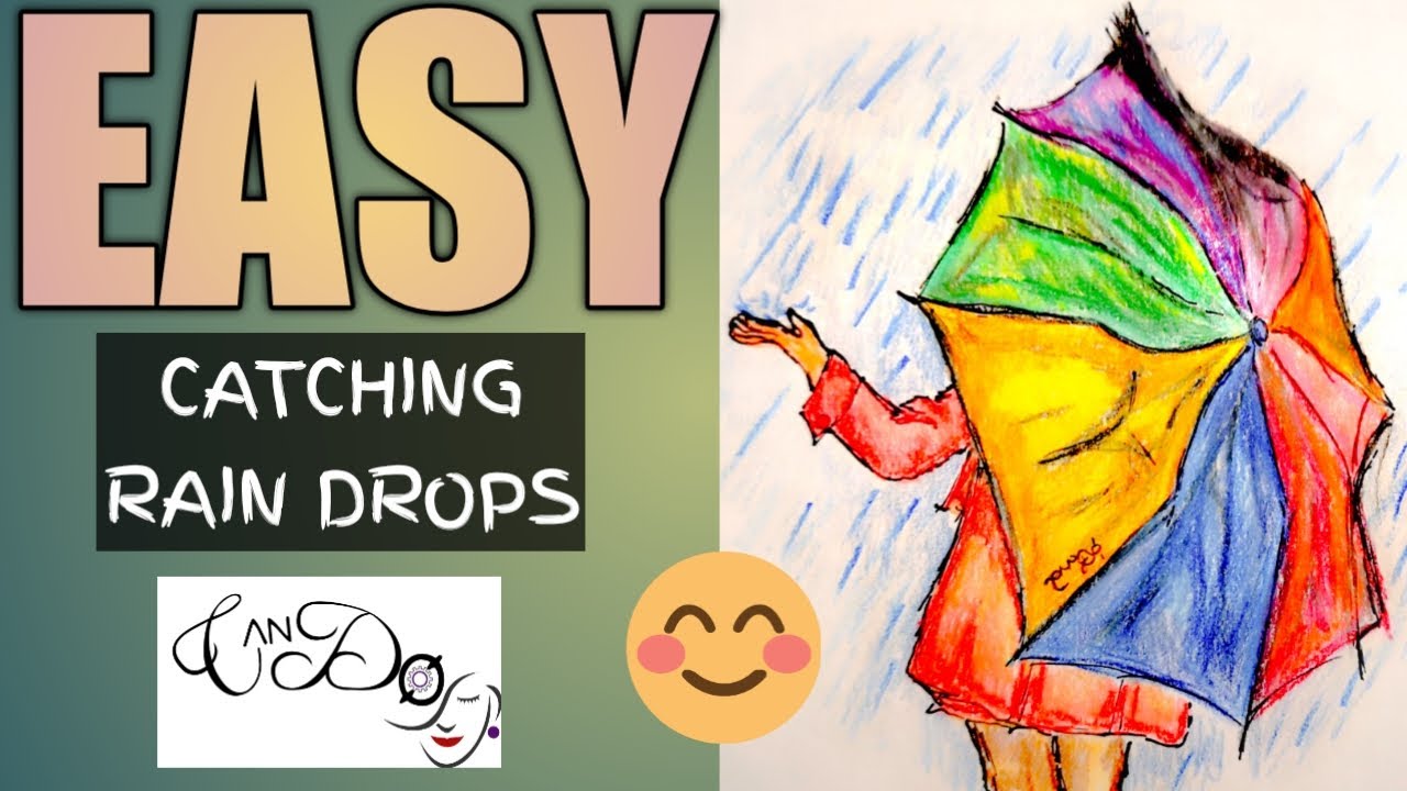 How To Draw A Rainy Day Under An Umbrella Step By Step For Beginners ...