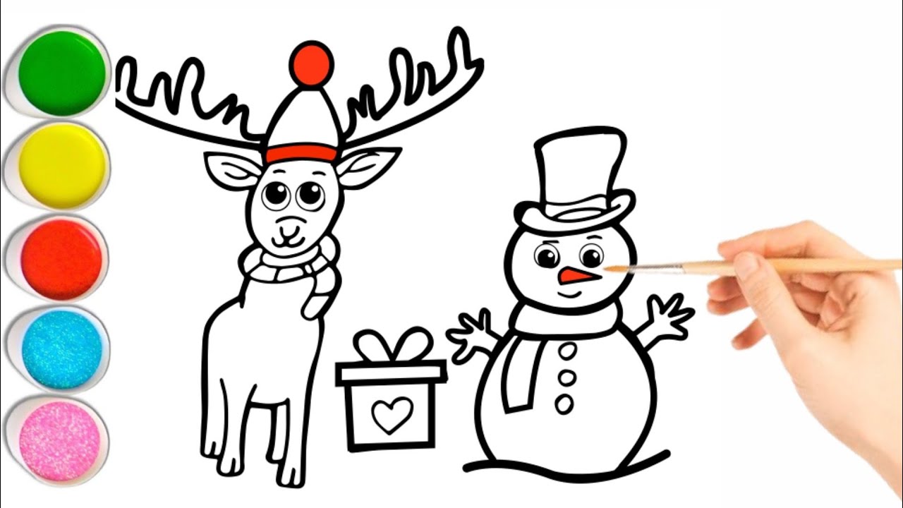 Happy Christmas! Drawing a Snowman Easy for Christmas - YouTube