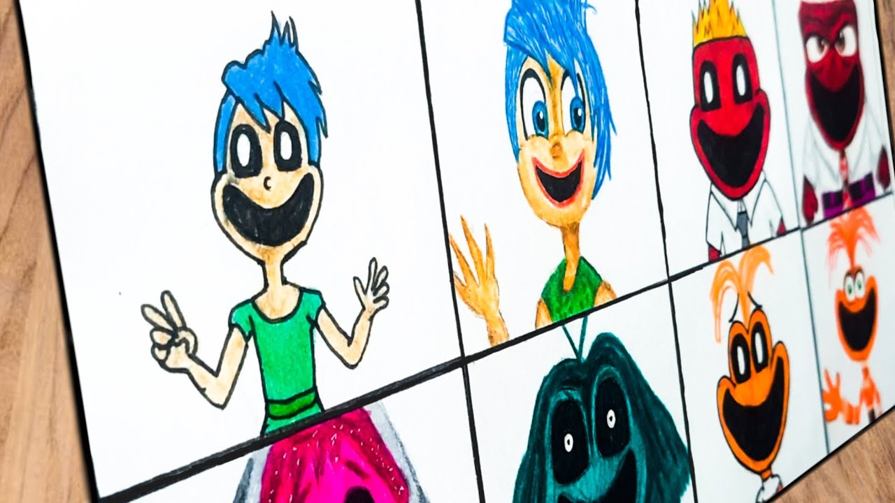 Drawing Inside Out 2 (Cartoon VS Realistic) Inside Out 2 X Poppy ...