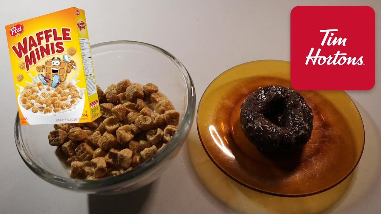 WAFFLE MINIS & TIM HORTONS CHOCOLATE GLAZED DOUGHNUT ASMR MUKBANG - YouTube