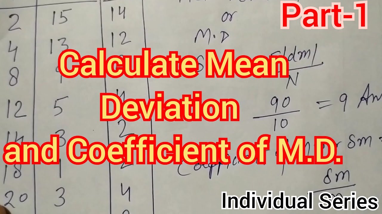 Calculation Of Mean Deviation Individual Series Youtube