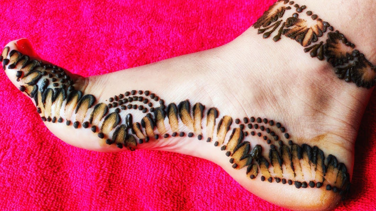 Simple Arabic feet Mehandi Design|| easy feet Mehandi border design ...
