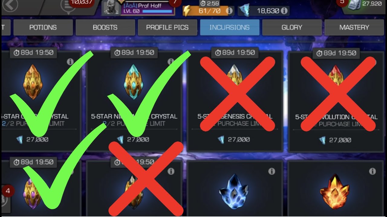 Grading The Best & Worst New Incursion Crystals: Marvel Contest of ...