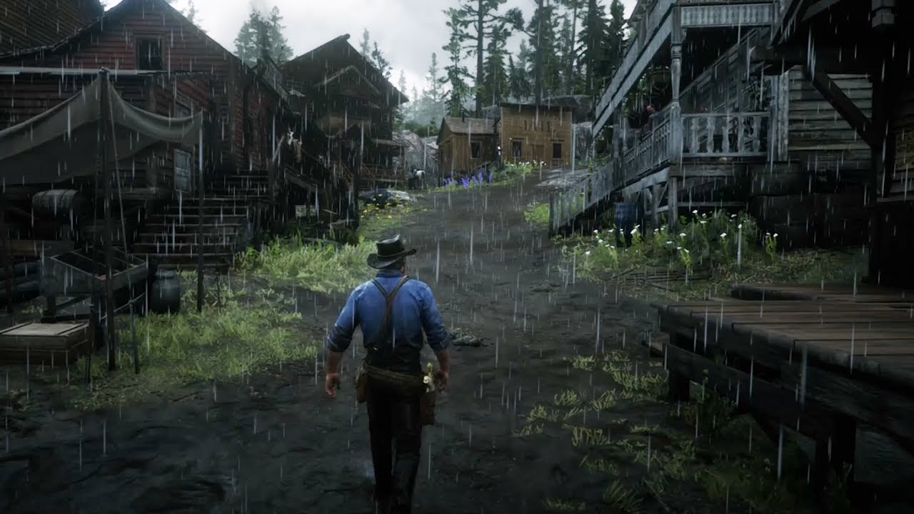 Relaxing Rain Walk with Arthur Morgan | Peaceful Ambiance | RDR2 ASMR ...