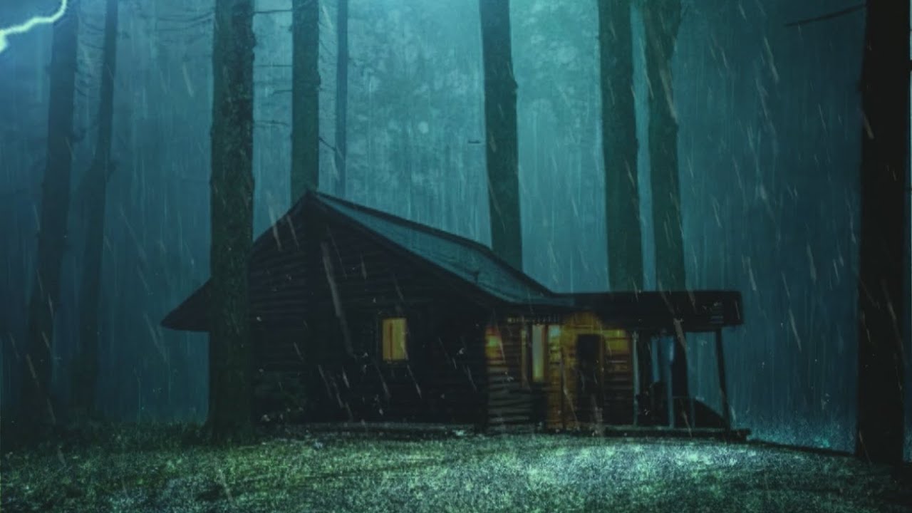 Heavy Rain & Thunder at Log Cabin in the Mountains - Rainfall to Help ...