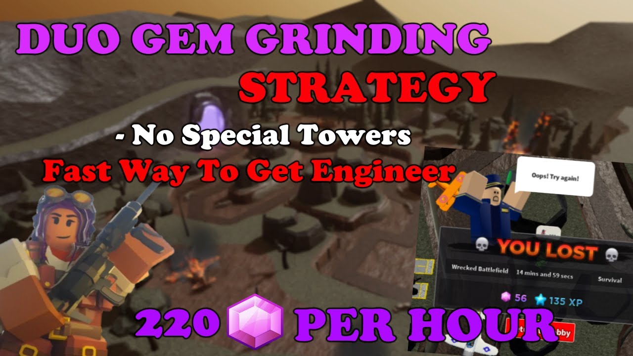 How To GET ENGINEER FAST In a DUO! (220 GEMS PER HOUR) || Tower Defense ...