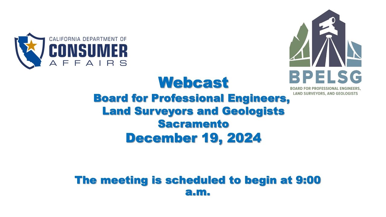 Board for Professional Engineers, Land Surveyors and Geologists Meeting - December 26, 2022 ...
