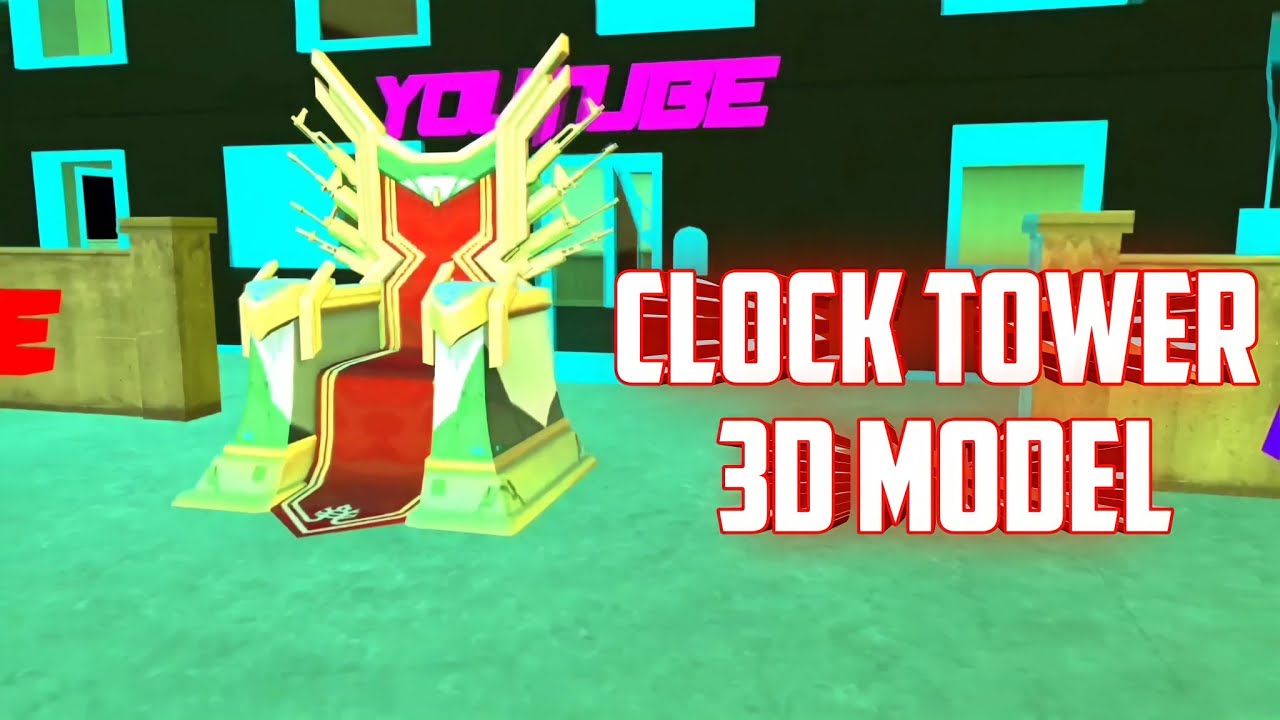 FREE FIRE CLOCK TOWER 3D MODEL || ANIMATED BY PRATIK FF || #pratikff # ...