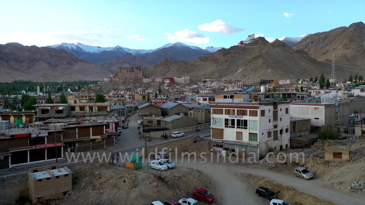 Aerial view of the capital city of Ladakh district, Leh | Jammu and ...