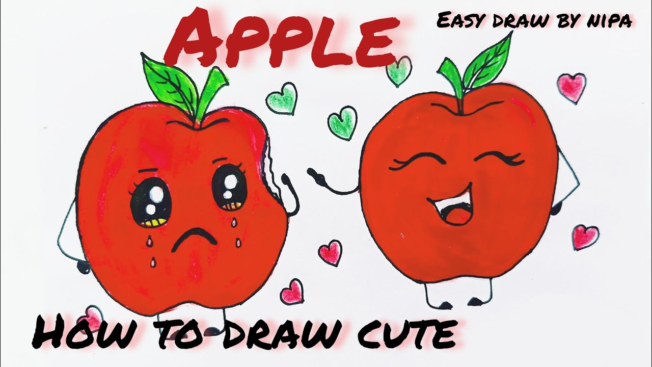 How to draw cute Apple easy|| how to draw cute Apple step by step - YouTube