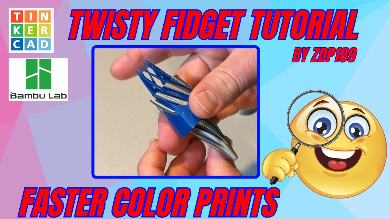 Tinkercad Twisty Fidget Tutorial & Faster Color Printing in Bambu ...