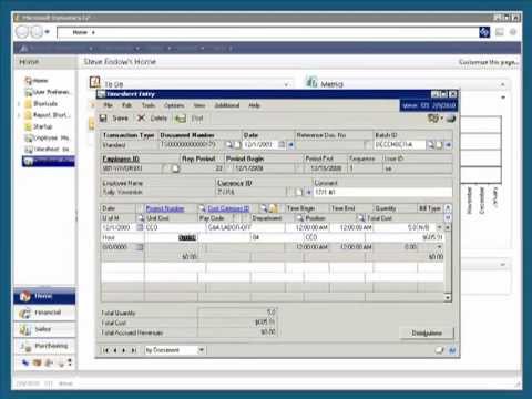 Dynamics GP Project Accounting Timesheet Recalc - YouTube