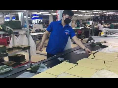 automatic fabric cutting machine for military uniform - YouTube