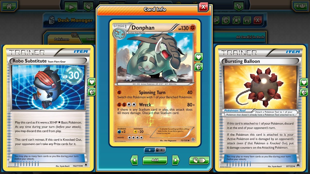 Pokemon TCG - Donphan/Robo Substitute/Bursting Balloon - Expanded Deck ...