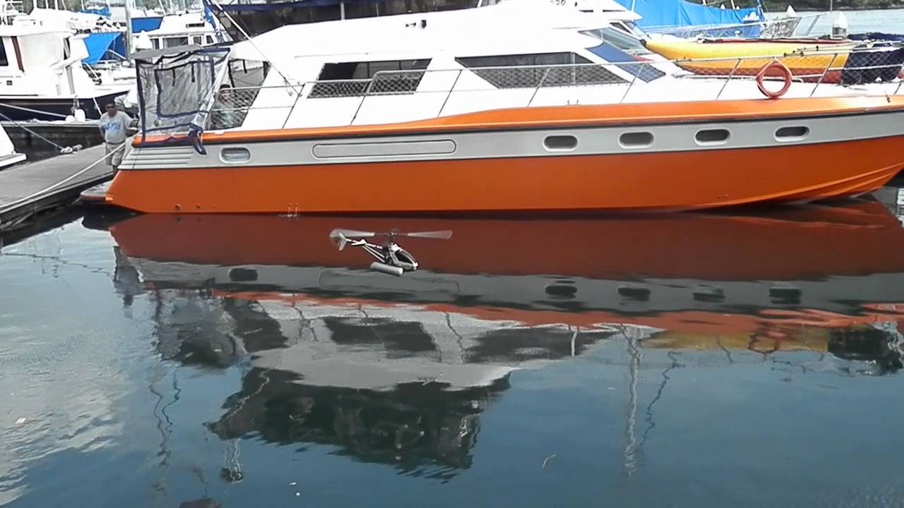 Hirobo Shuttle Electric Helicopter Float Fly at Subic Yacht Club - YouTube