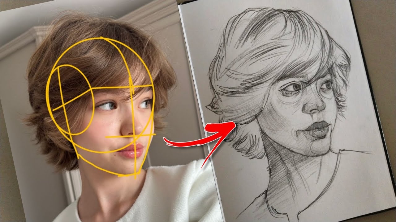 REAL TIME portrait drawing using Loomis method , how to draw portraits ...