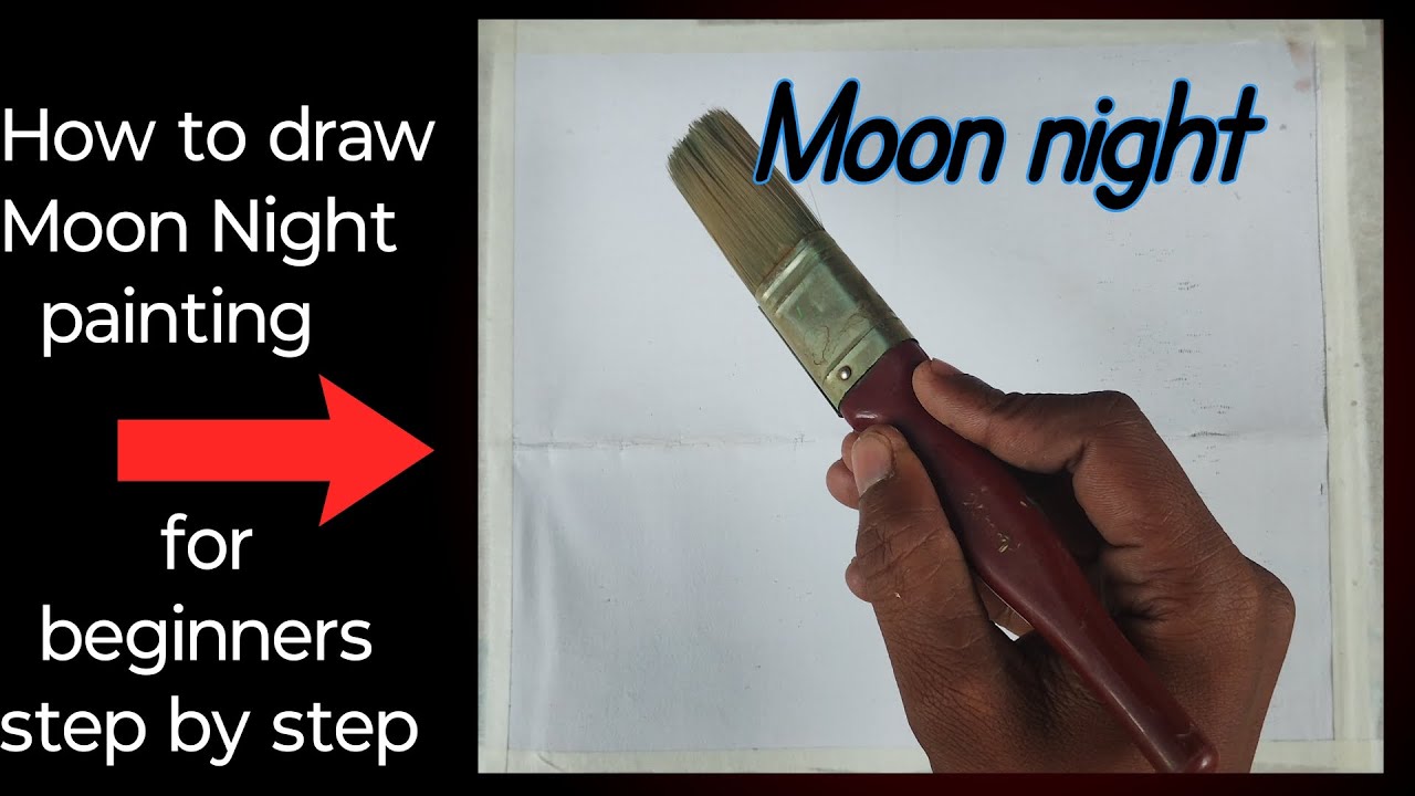 beautiful moon night drawing painting||how to draw moon night drawing ...