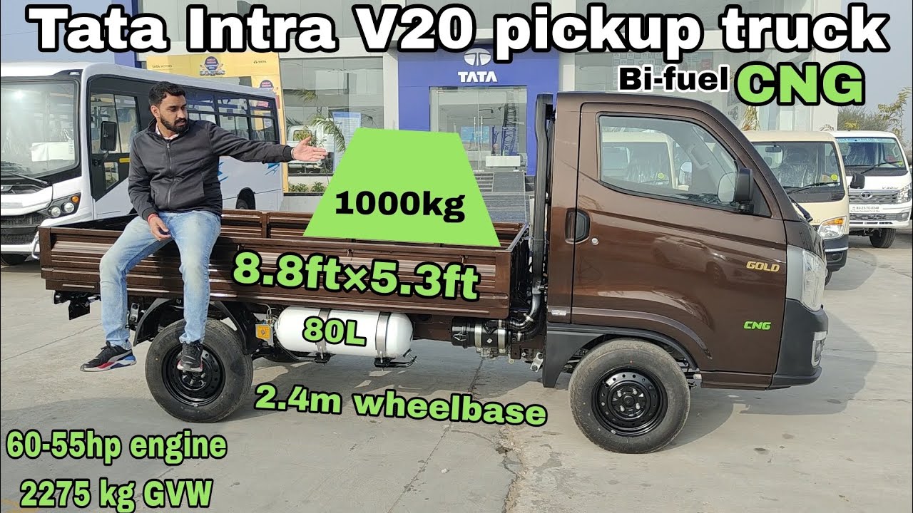 tata intra v20 bifuel cng cabin load body pickup truck 60hp-55hp engine ...