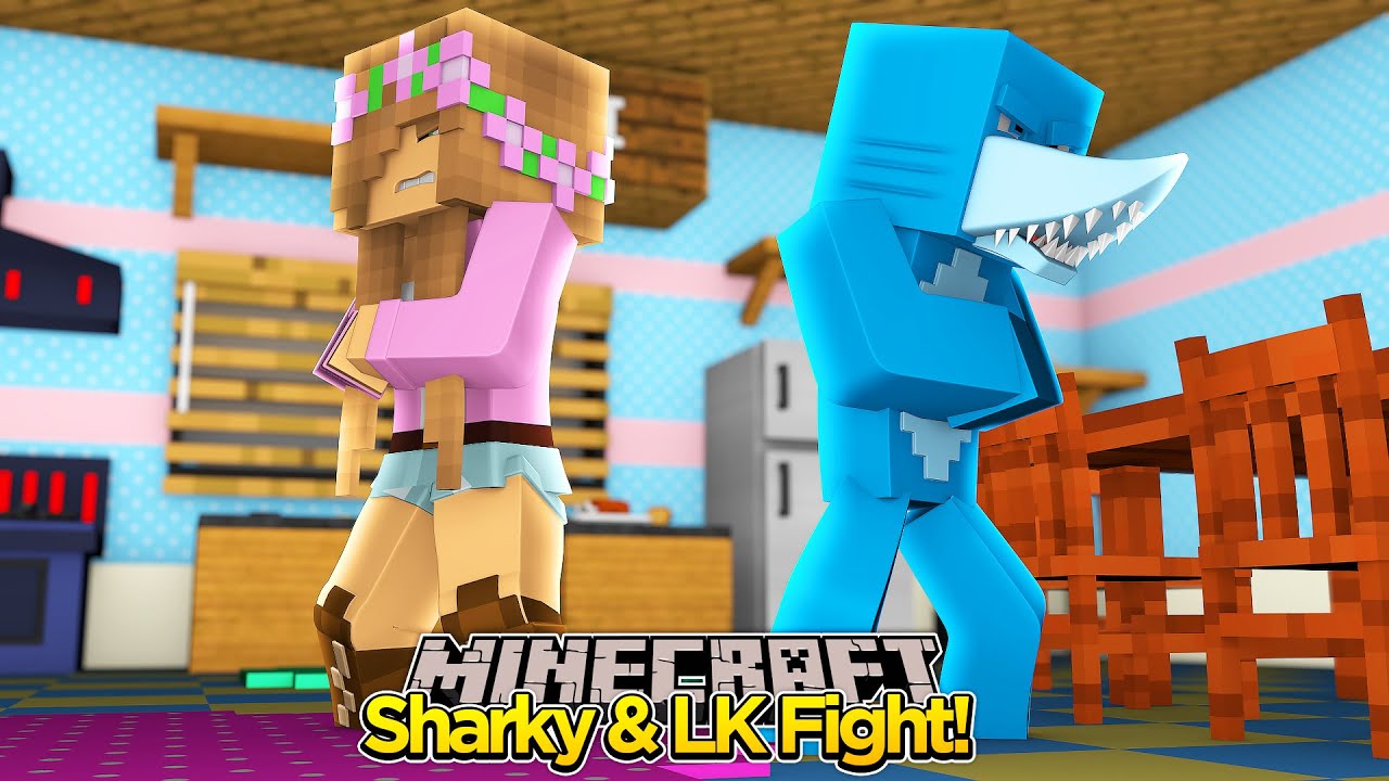 Minecraft - LITTLE KELLY & SHARKY FIGHT! - YouTube