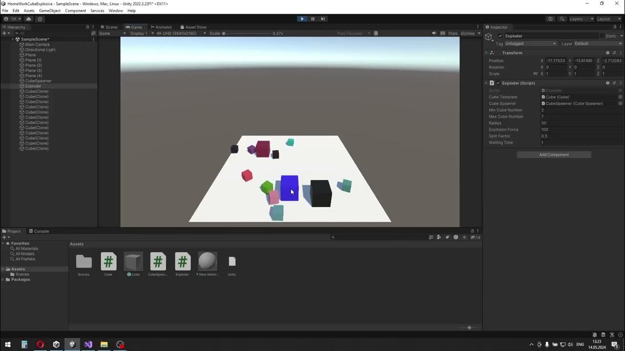 Unity HomeWork CubeExplosion 3 - YouTube
