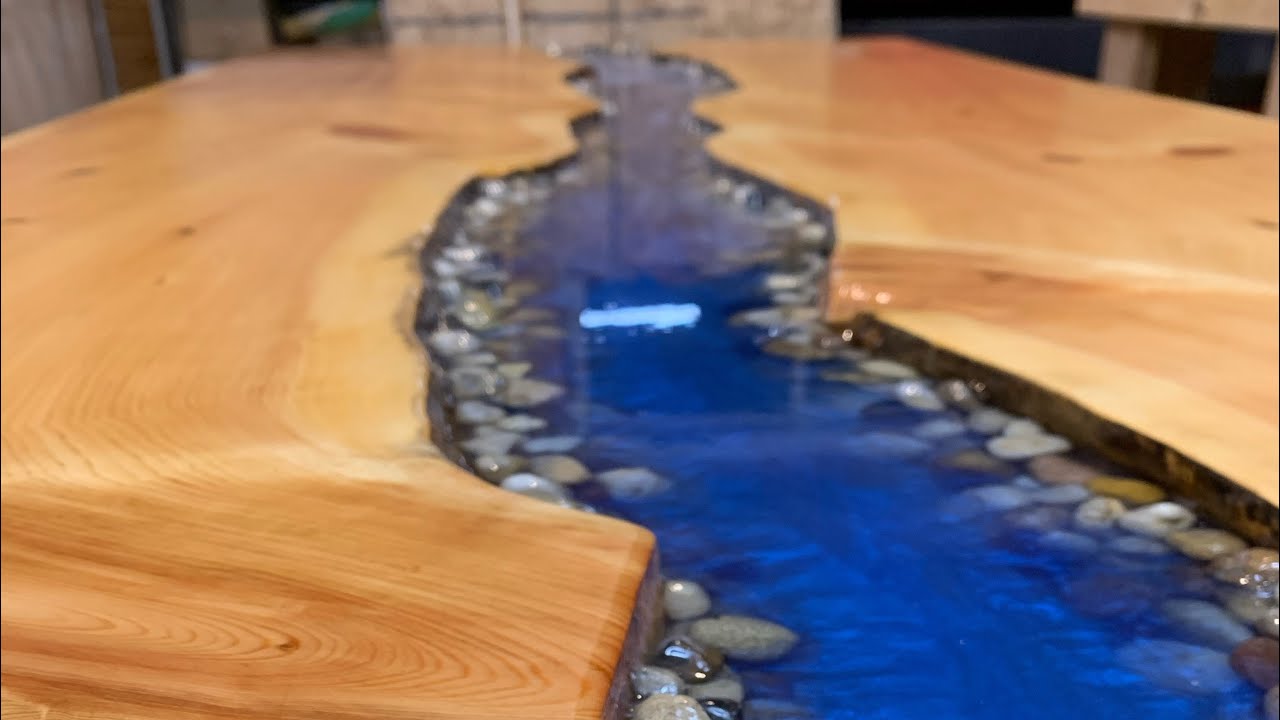 Epoxy River Table with Running Water - YouTube