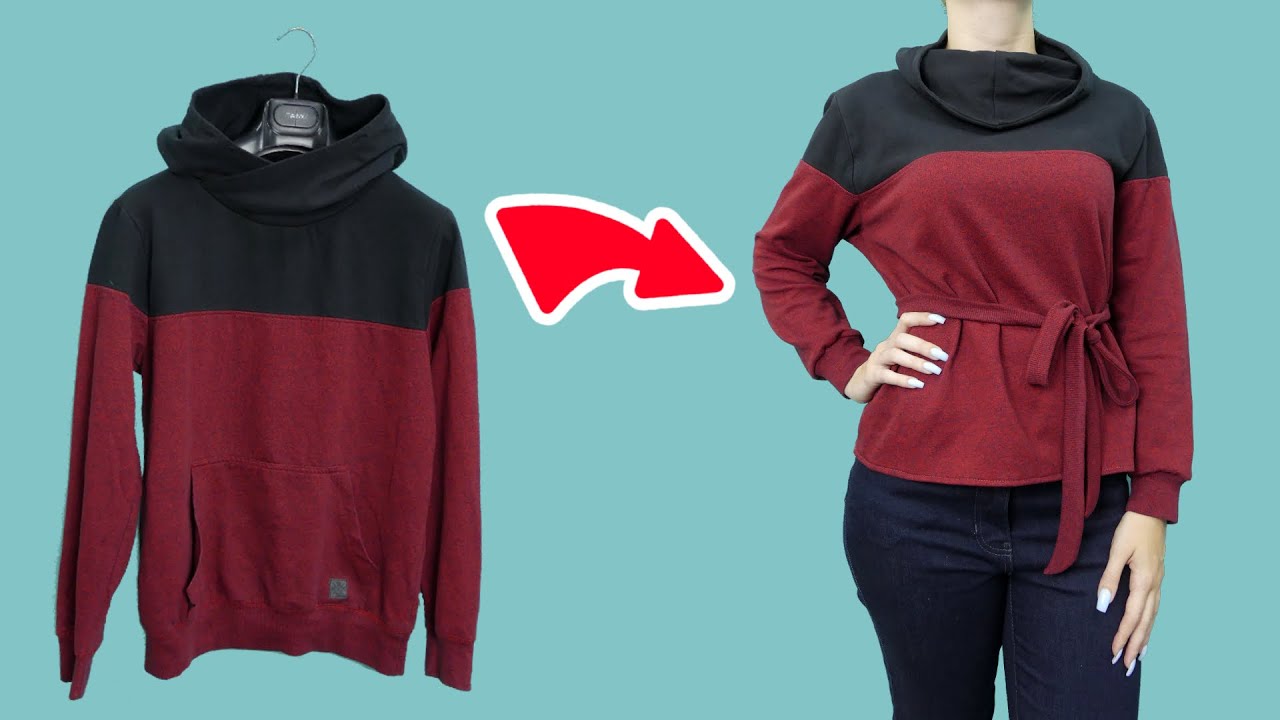 Sewing trick in a how to remake a sweatshirt in 30 minutes - YouTube