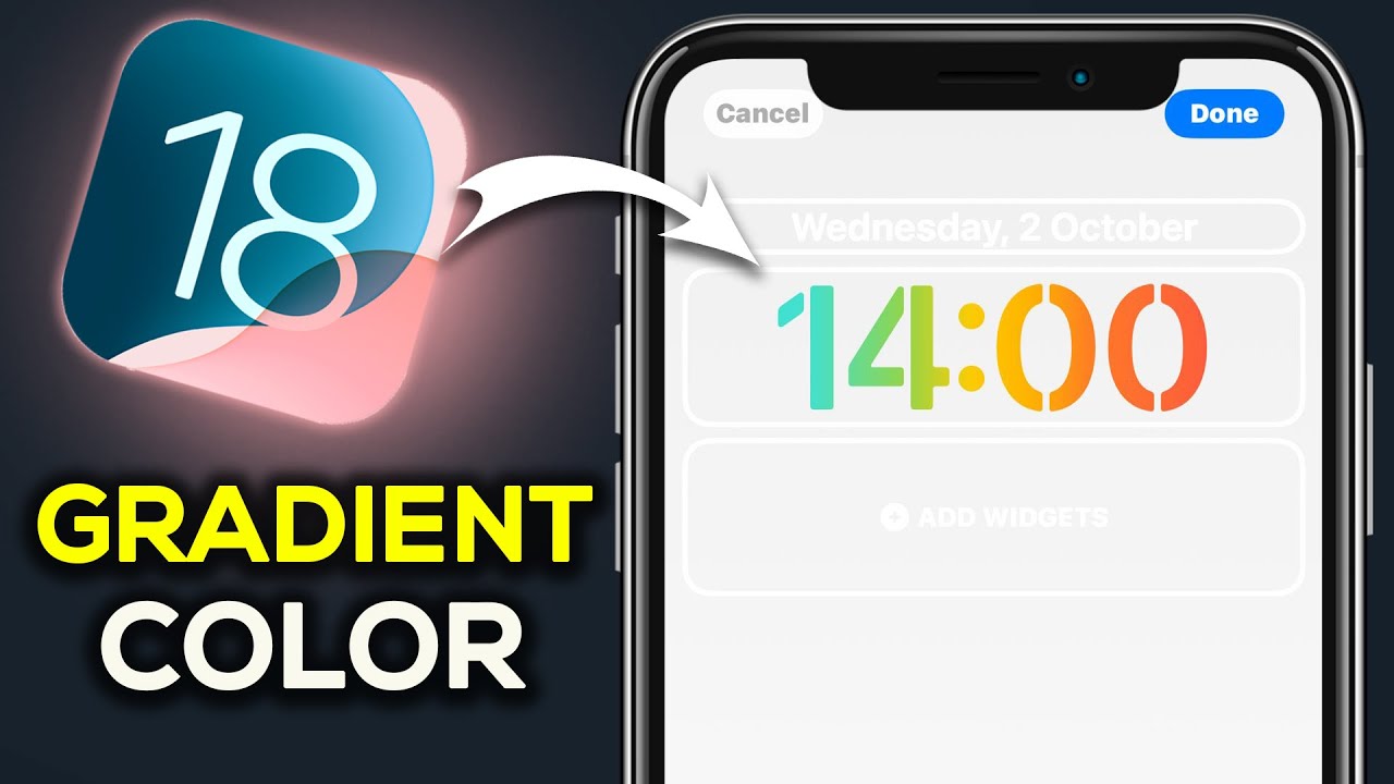 How To Use Gradient Color For Lockscreen Clock on Iphone iOS 18 - YouTube