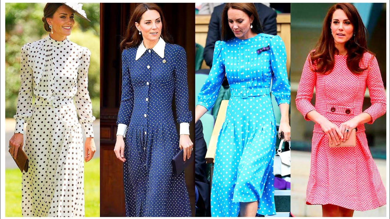 👑Princess Kate Middleton Polka dot Print Fashion 🥻 Dresses In Different ...