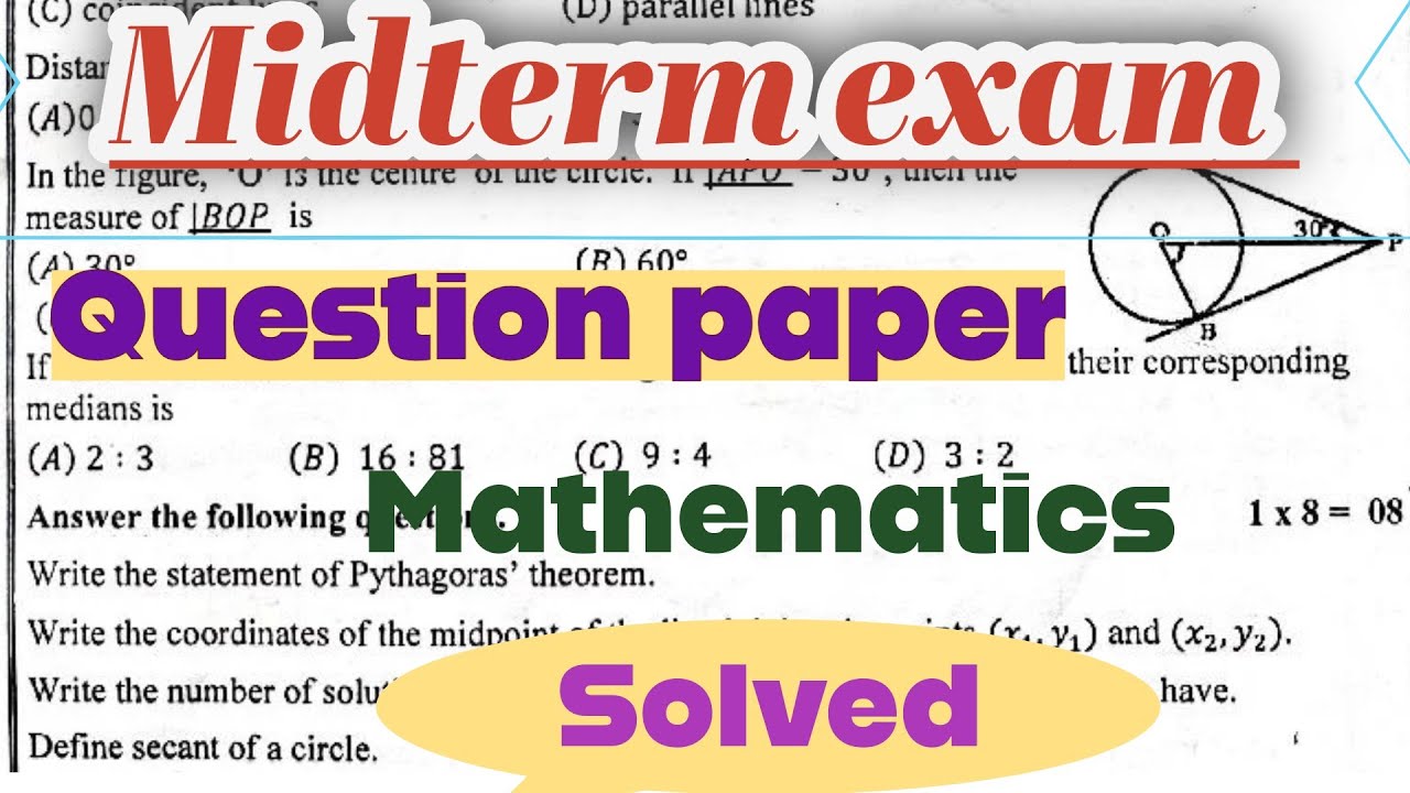 midterm question paper maths | class 10 #midtermexams - YouTube