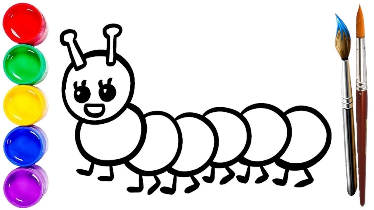 Bolalar uchun oson rasm chizish | Рисование и раскраска Гусеница для ...