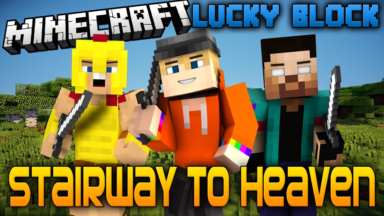(NEW BLUE LUCKY BLOCK!) Minecraft: STAIRWAY TO HEAVEN BATTLE! /w ...