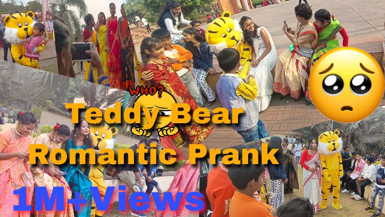 Public place Teddy bear funny video / Republic day special Girls selfie ...