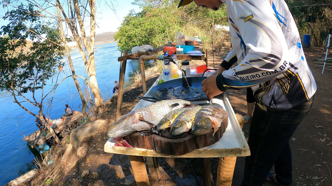 PESCARIA E ACAMPAMENTO NA BEIRA DO RIO - Tucunaré, Piau e Peixe Frito ...