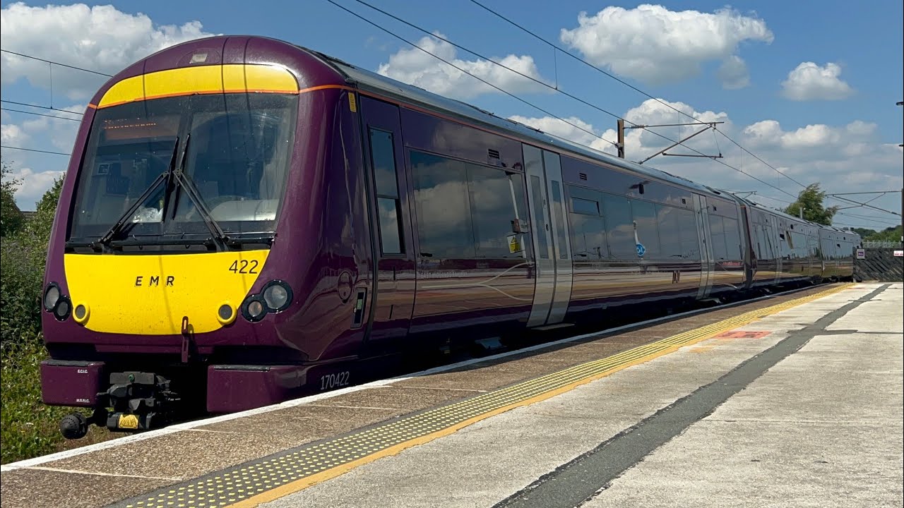 170422 EMR arriving Grantham railway station - YouTube